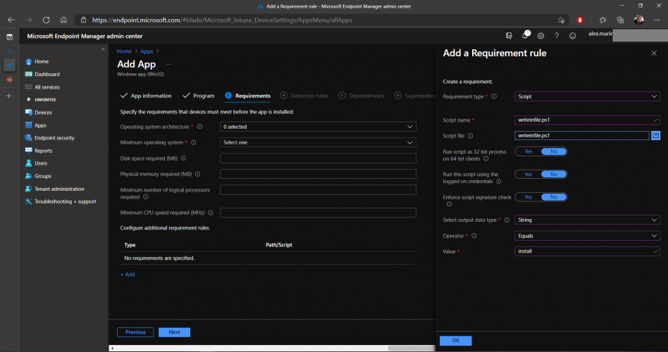 Global Condition (Requirements) for Applications in Intune – Alexandru ...