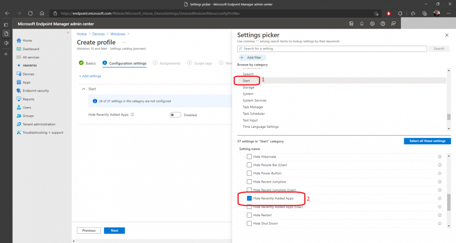 How To Remove Recently Added Apps From Start Menu Using Intune