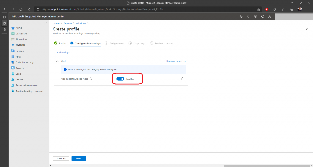 How To Remove Recently Added Apps From Start Menu Using Intune