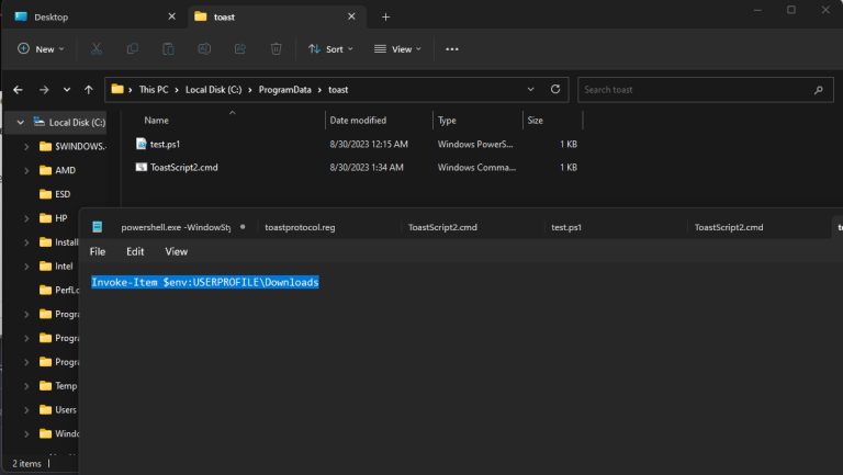 Working with Toast Notifications and using PowerShell scripts as button ...